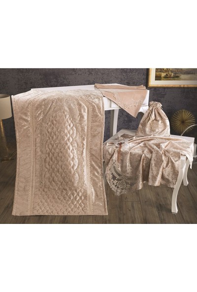 Apaydın Çeyiz Estalica Havlu Bohça Seccade Seti Kadife Kumaş Set