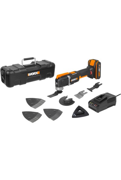 Worx WX696 20VOLT 2.0AH. Li-Ion Profesyonel Çok Amaçlı Devir Ayarlı Şarjlı Kesme, Raspalama ve Zımpara