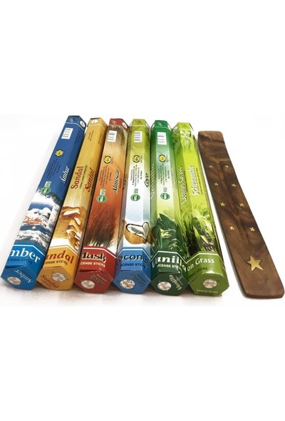 Tütsü 6 Çeşit Amber, Sandal, Misk, Hindistan Cevizi, Vanilya, Limon Otu ve Tütsü Kayığı Tütsü 6 Çeşit Amber, Sandal, Misk, Hindistan Cevizi, Vanilya, Limon Otu ve Tütsü Kayığı