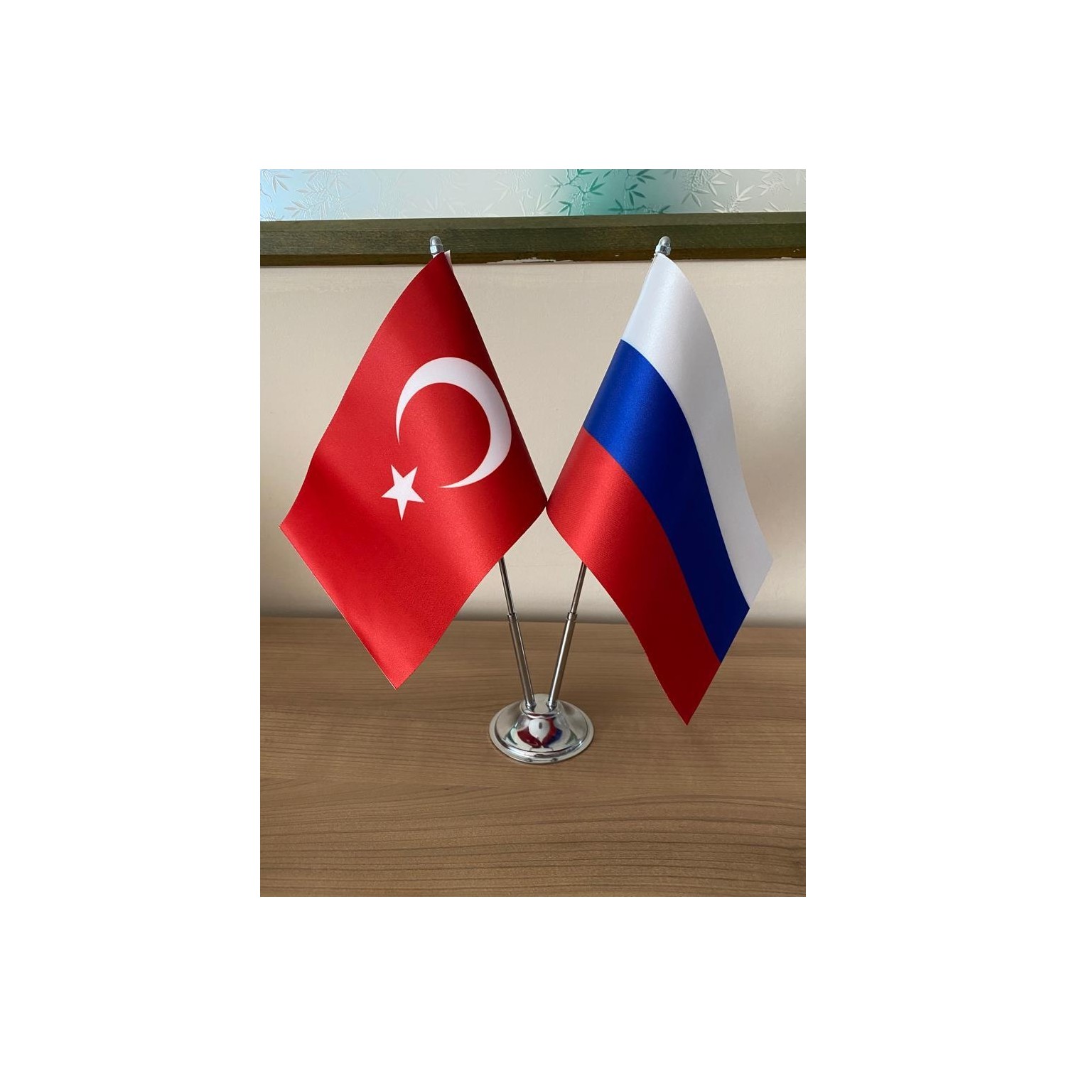 Fors Bayrak Rusya Masa Bayrağı Krom Direkli Ikili Bayrak Fiyatı
