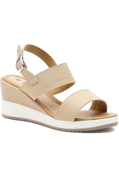 Polaris 317713.Z 1fx Bej Kadın Dolgu Topuk Sandalet