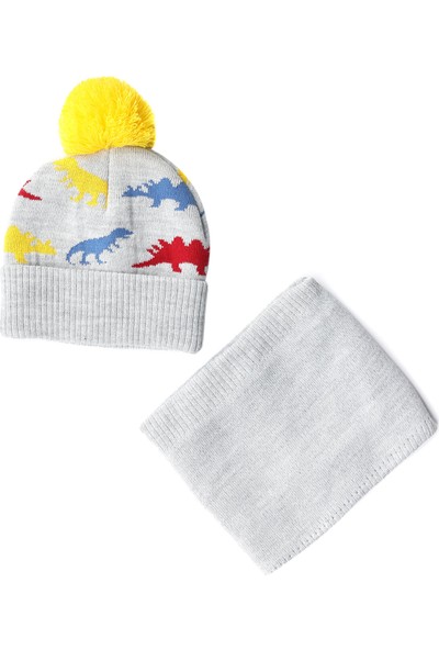 Polaris Dinazor Atkı-Bere Set-B 1 Gri Multi Erkek Çocuk Atkı Bere