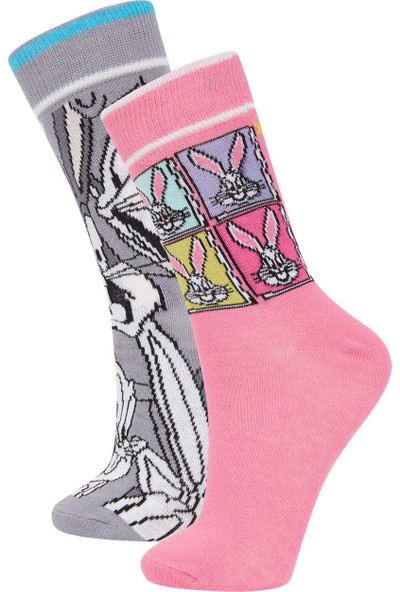 DeFacto Kadın Looney Tunes Lisanslı Pamuklu 2'li Uzun Çorap W1134AZ21WN