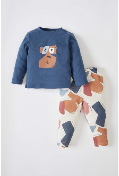 DeFacto Erkek Bebek Desenli Uzun Kollu Pamuklu Pijama Takım X0239A222SP
