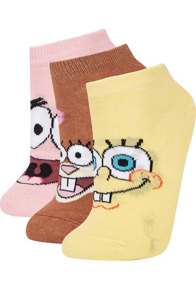 DeFacto Kadın SpongeBob Lisanslı Pamuklu 3'lü Çorap V6643AZ21AU DeFacto Kadın SpongeBob Lisanslı Pamuklu 3'lü Çorap V6643AZ21AU
