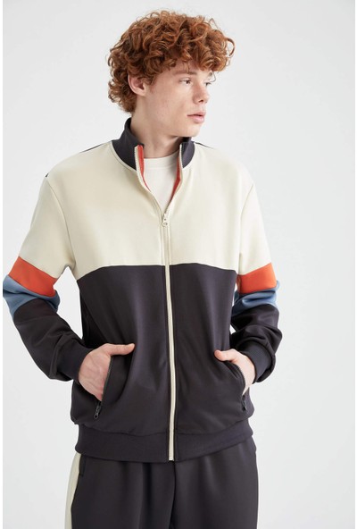 DeFacto Regular Fit Dik Yaka Fermuarlı Hırka W7742AZ22SP