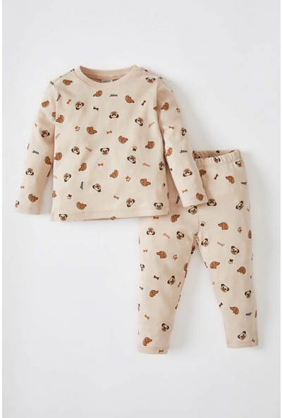 DeFacto Erkek Bebek Hayvan Desenli Uzun Kollu Pamuklu Pijama Takım W9813A222SP