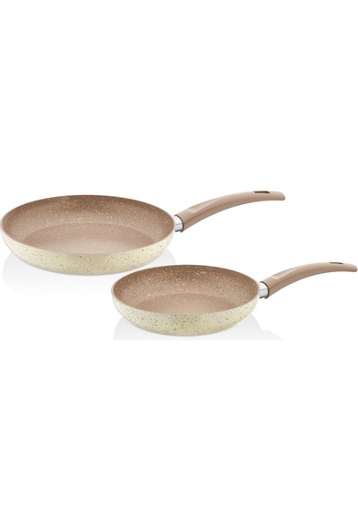 Krem Renk 2 Parça Granit Tava Seti Krem Renk 2 Parça Granit Tava Seti