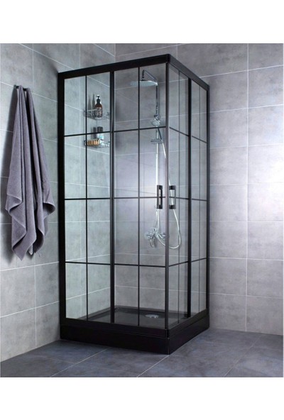 Tekno Duşakabin Teknoduş Siyah Konsept Karolajlı Kare Duşakabin