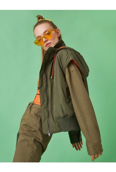 Koton Renk Bloklu Kapüşonlu Mont