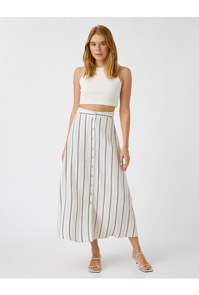 Koton Düğmeli Midi Etek