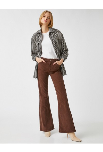 Koton Ispanyol Paça Kadife Pantolon