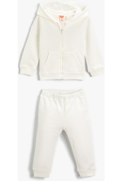 Koton Kapüşonlu Fermuarlı Sweatshirt Jogger Eşofman Altı Seti Pamuklu