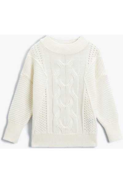 Koton Kız Çocuk Triko Boğazlı Kazak Uzun Kollu