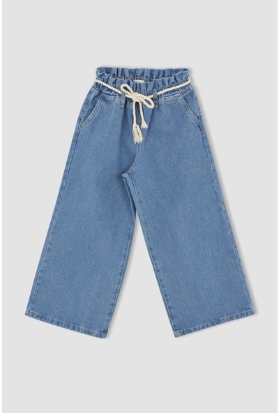 DeFacto Kız Çocuk Hasır İpli Culotte Jean Pantolon T3215A622SM