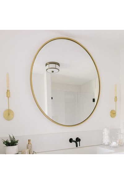 Effe Yapı Dekor Gold Metal Çerçeveli 100 cm Yuvarlak Ayna Effe Yapı Dekor Gold Metal Çerçeveli 100 cm Yuvarlak Ayna