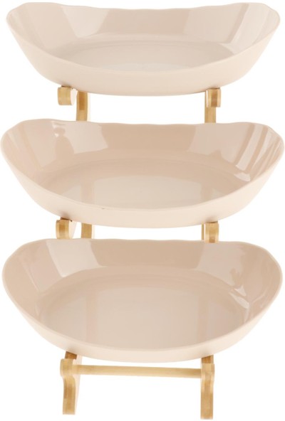 Katmanlı Tepsi Meyve Tabağı W / Ahşap Tutucu Servis Kase Raflar 3 Katlı Bej Katmanlı Tepsi Meyve Tabağı W / Ahşap Tutucu Servis Kase Raflar 3 Katlı Bej