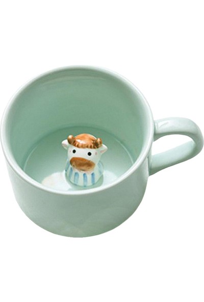 DOLITY 3D Hayvan Figürlü Seramik Kahve Kupası - Mavi (Yurt Dışından)