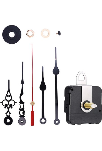 Kuvars Duvar Saati Hareketi Mekanizması Siyah Metal Eller Dıy Onarım Parçaları Kiti