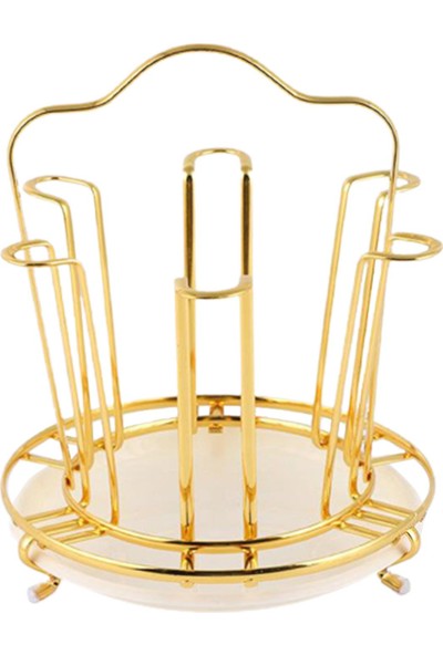 Tezgah Kupa Ağacı 6 Kanca Kahve Fincanı Kurutucu Mutfak Kahve Kupa Tutucu Altın