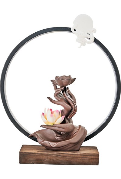 Dolity Geri Akış LED Lotus Tütsü Standı - Çok Renkli (Yurt Dışından)