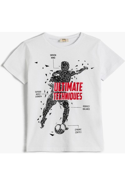 Koton Erkek Çocuk Futbol Baskılı Kısa Kollu Tişört Pamuklu