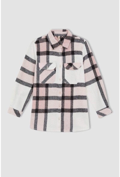 DeFacto Kız Çocuk Oversize Fit Uzun Kollu Twill Oduncu Gömlek X2875A621AU