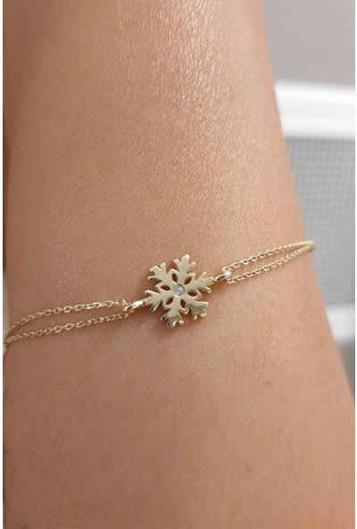 Fiyonk Kuyumculuk 14 Ayar Altın Kar Tanesi Bileklik