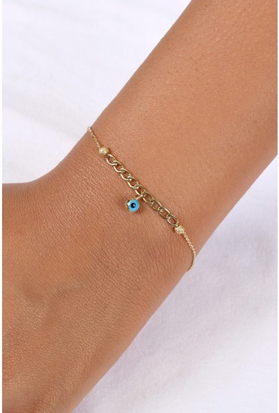 Fiyonk Kuyumculuk 14 Ayar Altın Göz Sallantılı Bileklik