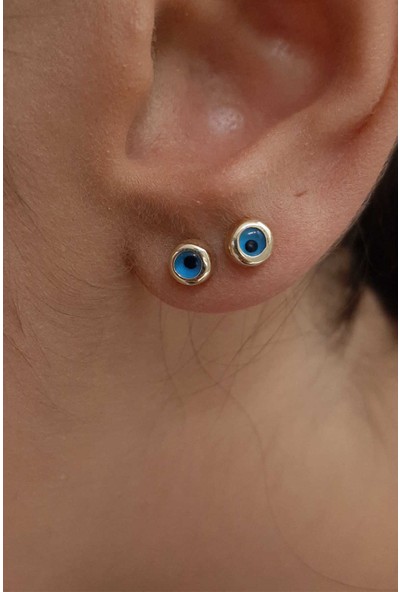 Fiyonk Kuyumculuk 14 Ayar Altın Göz Detaylı Küpe