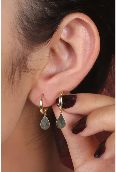 Fiyonk Kuyumculuk 14 Ayar Altın Damla Sallantılı Küpe 1