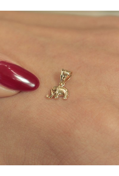 Fiyonk Kuyumculuk 14 Ayar Altın 2 Ayaklı Minik Fil Kolye Ucu