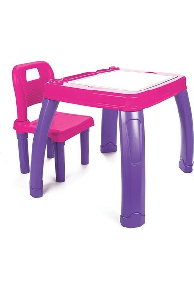 Pilsan Sandalyeli Çalışma Masası - Pembe / Mor
