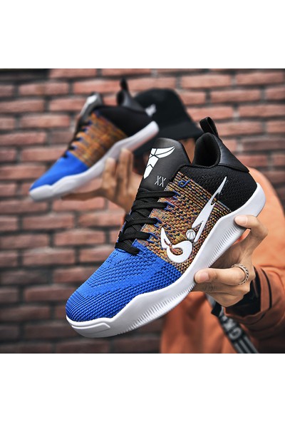 Moyan Siyah Mavi Erkek Basketbol Ayakkabı Sneakers Sports Shick Tek (Yurt Dışından)