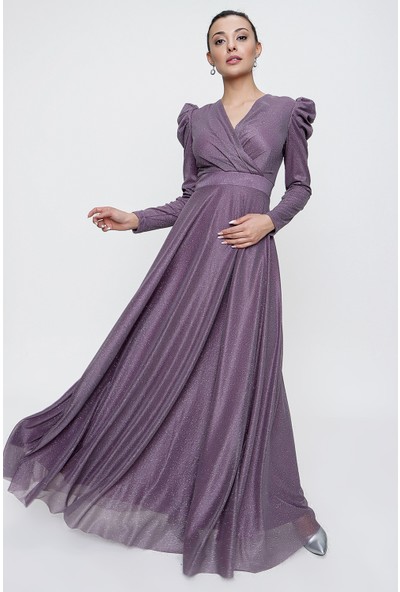 Z Giyim Kadın Gül Kurusu Pileli V Yaka Simli Abiye Z Giyim Kadın Gül Kurusu Pileli V Yaka Simli Abiye