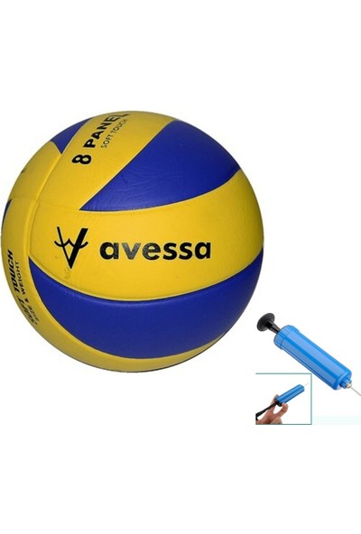 Avessa VL400 Voleybol Topu 8 Panel Sarı Mavi 5 Numara Voleybol Topu + Top Pompası Avessa VL400 Voleybol Topu 8 Panel Sarı Mavi 5 Numara Voleybol Topu + Top Pompası