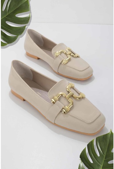 Bambi Bej Nubuk Kadın Loafer Ayakkabı K016411661