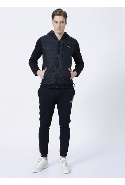 National Geographic C-Disco Kapüşonlu Standart Kalıp Düz Lacivert Erkek Sweatmont