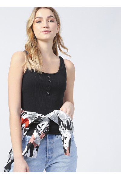 Fabrika K-Boswel U Yaka Basic Fitilli Siyah Kadın Atlet