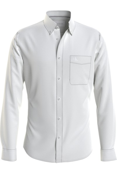 Calvin Klein J30J319066-YAF_OXFORD Gmd Slim Non Slim Fit Düz Beyaz Erkek Gömlek