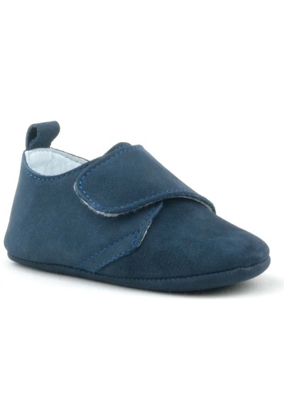 Hapshoe Kids Deri Lacivert Cırtlı Bebek Patik