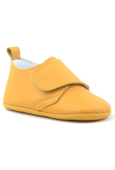 Hapshoe Kids Deri Sarı Cırtlı Bebek Patik