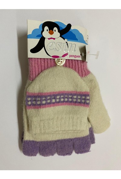 Esin Kadın Lambswool (Kuzu Yünü) Kapaklı Eldiven Ekru