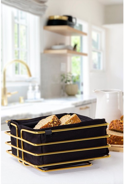 Decobe Ekmek Sepeti Kare Gold Decobe Ekmek Sepeti Kare Gold