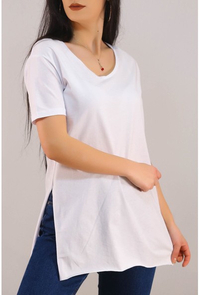 Aygi Penye Tunik Tişört Beyaz
