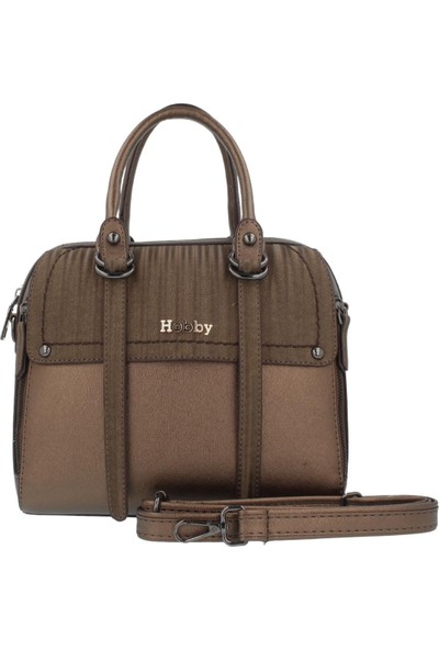 Hobby 222401 Baskılı Suni Deri Kadın El ve Omuz Çantası Bakır