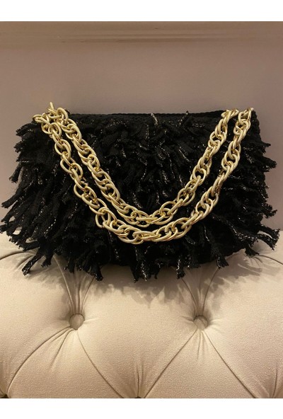 Craftatelier Siyah Simli El Örgüsü Omuz Çantası