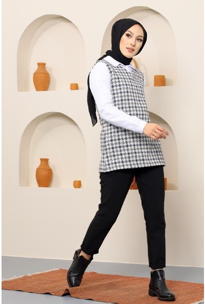 İlkimay Kare Desen Tüvit Süveter 143 - Beyaz