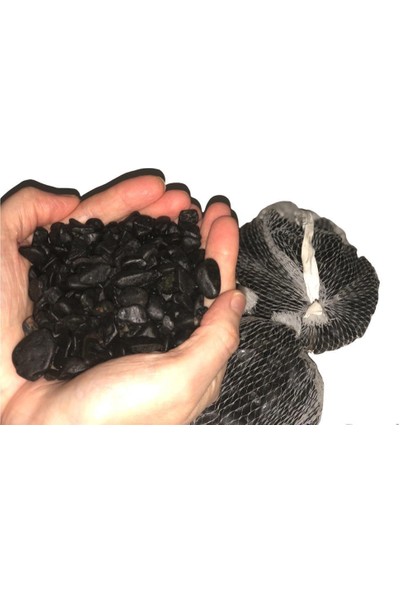 Netodak Dekoratif Siyah Çakıl Taşı Akvaryum Taşı Siyah Taş 4 Paket Saksı Taşı