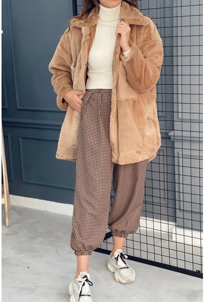 Derya Dindar Kadın Cepli Kürklü Mont Sütlü Kahve Derya Dindar Kadın Cepli Kürklü Mont Sütlü Kahve